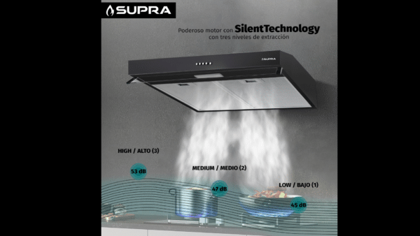 Campana extractora NUBE N-76 empotrable slim de acero inoxidable color negro