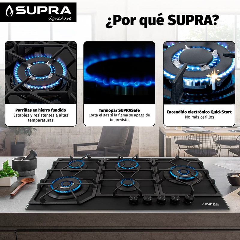 Parrilla de gas SPYDER 87 empotrable de 5 quemadores de cristal ...