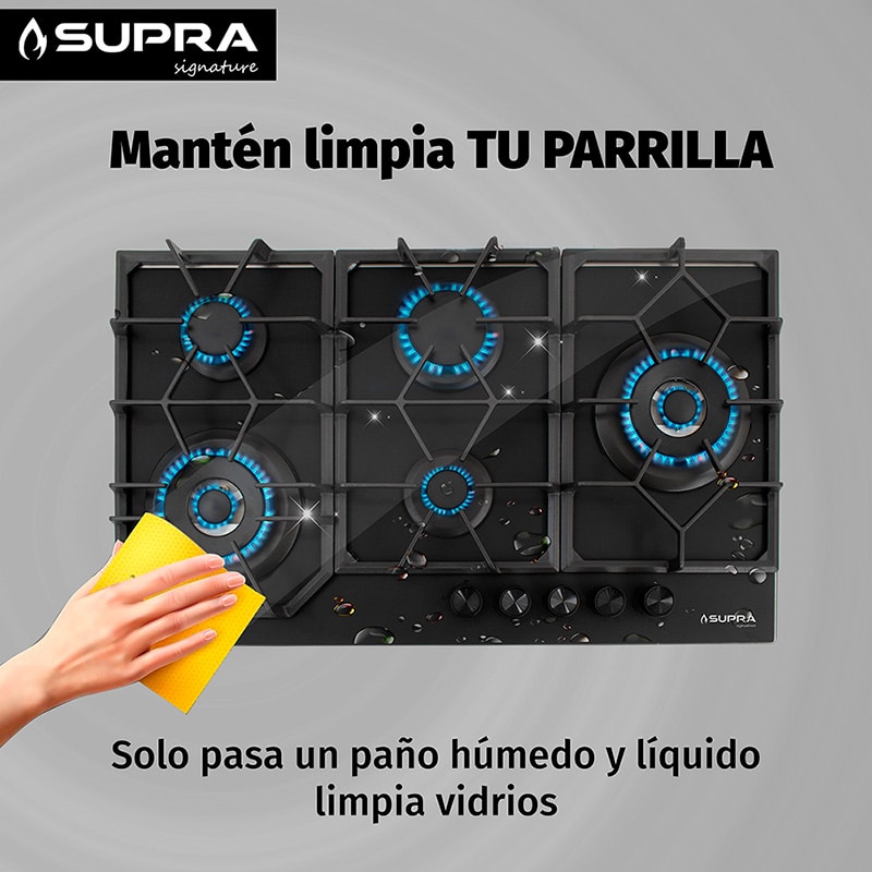 Parrilla de gas SPYDER 87 empotrable de 5 quemadores de cristal ...