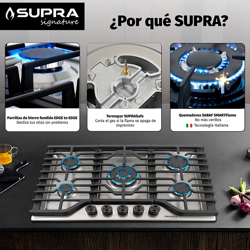 Parrilla de gas CAVALLINA 76 empotrable de 5 quemadores de acero ...