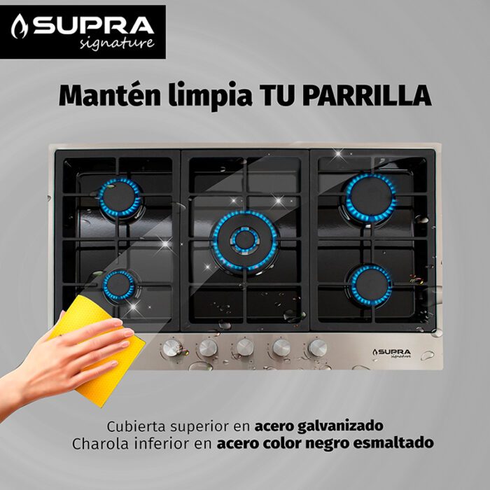Parrilla de gas SPORTIVA 87 empotrable de 5 quemadores de acero SUPRA ...