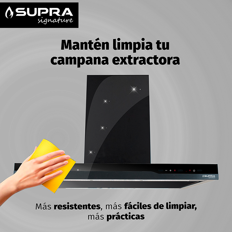 Campana de isla MONTEBELLO 120 con panel de cristal color negro. SUPRA ...