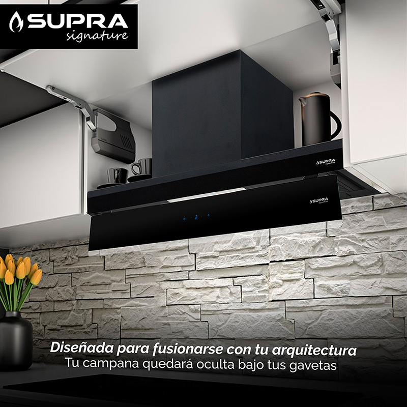 Combo SUPRA SIGNATURE LUSSO Campana empotrable de pared DARKFALL 90 y ...