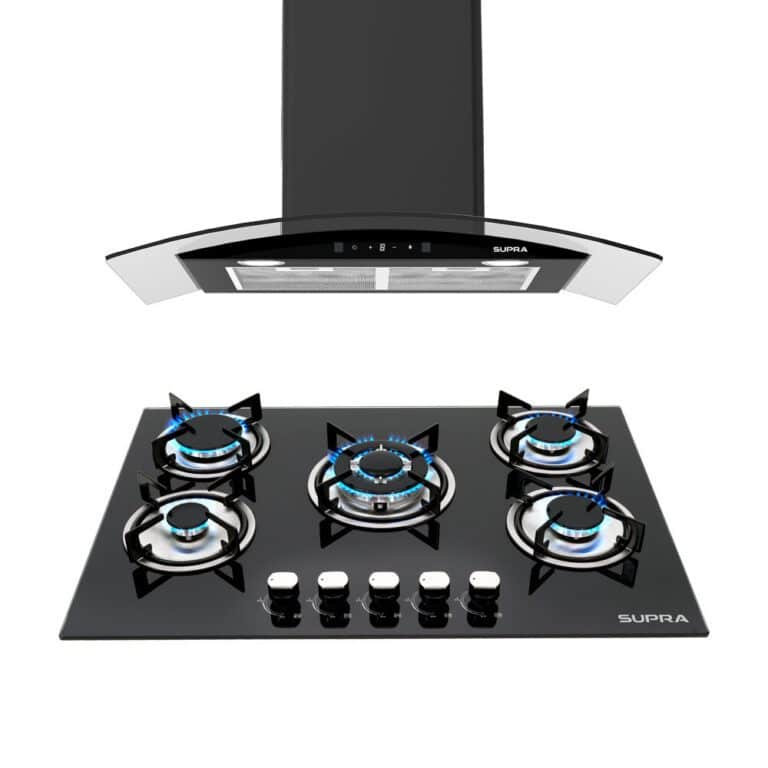 Combo SUPRA ROSMARINO campana con panel touch ELEGANCE 76 y parrilla BRIONI
